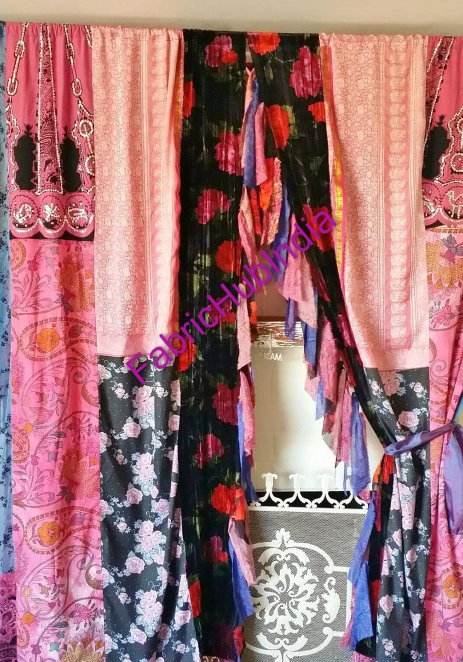 2 Pcs of Indian Curtain Saree Silk Curtain Sari Boho Curtain - Etsy