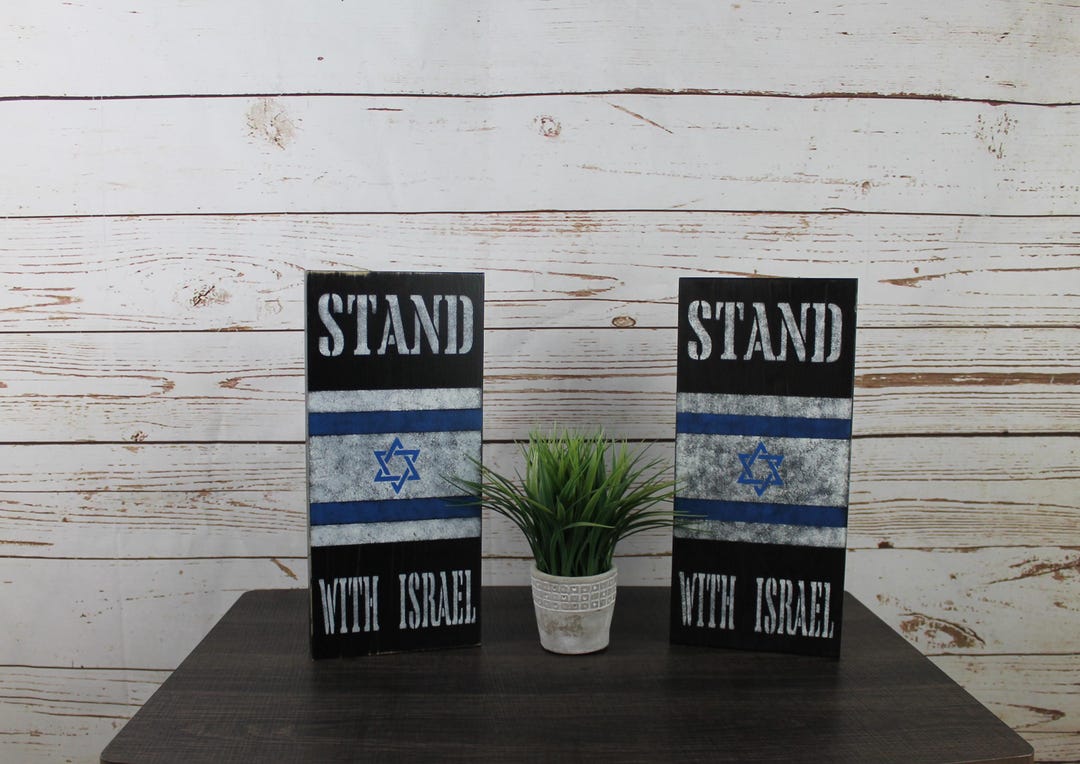 Stand With Israel Distressed Wood Sign, Signs, Bookshelf Decor ...