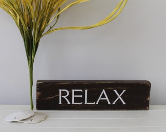 Relax Script Word Wood Sign-wood Sign Art Wood Relax Relax - Etsy
