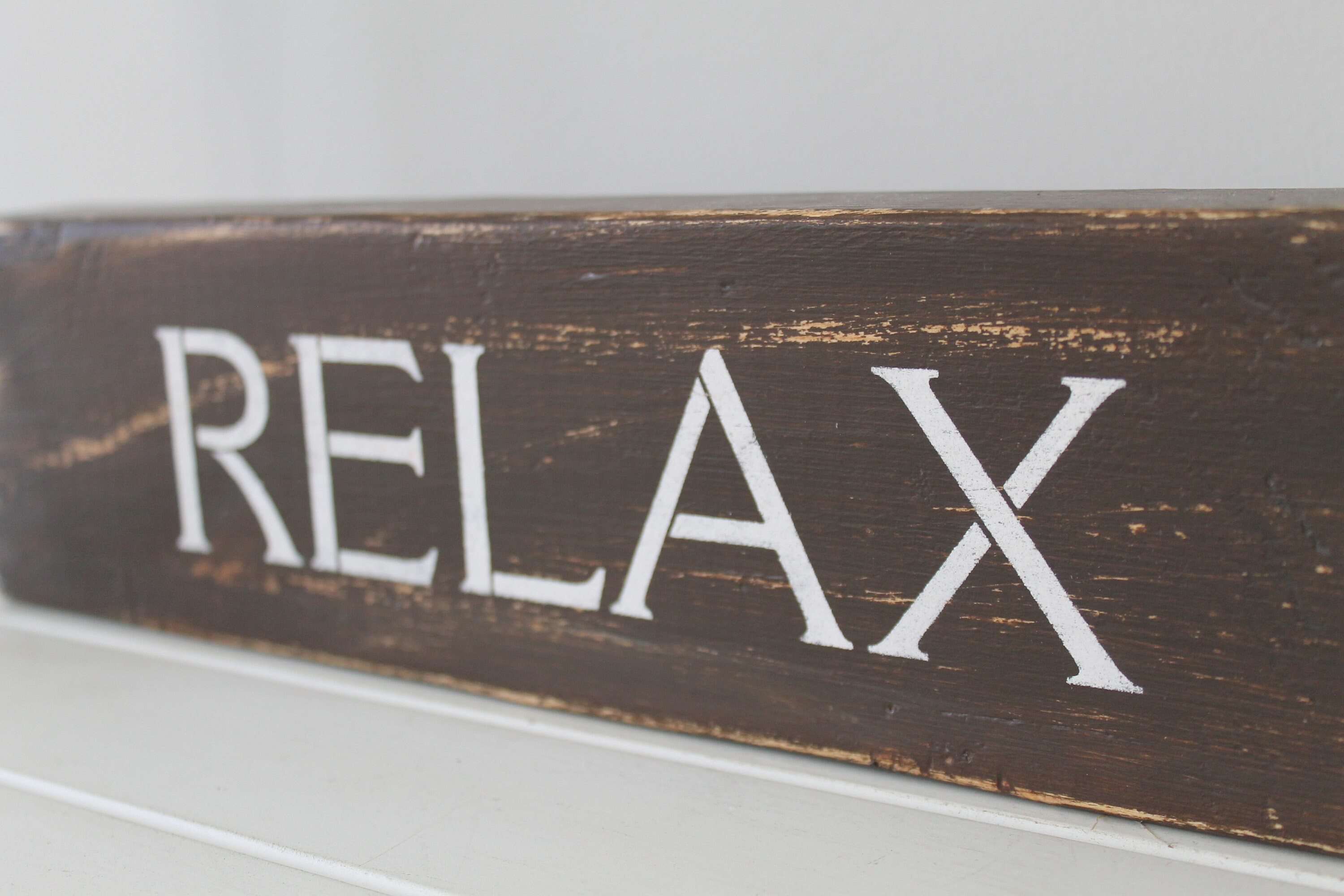 Relax wood desk block distressed signs home décor shelf - Etsy.de