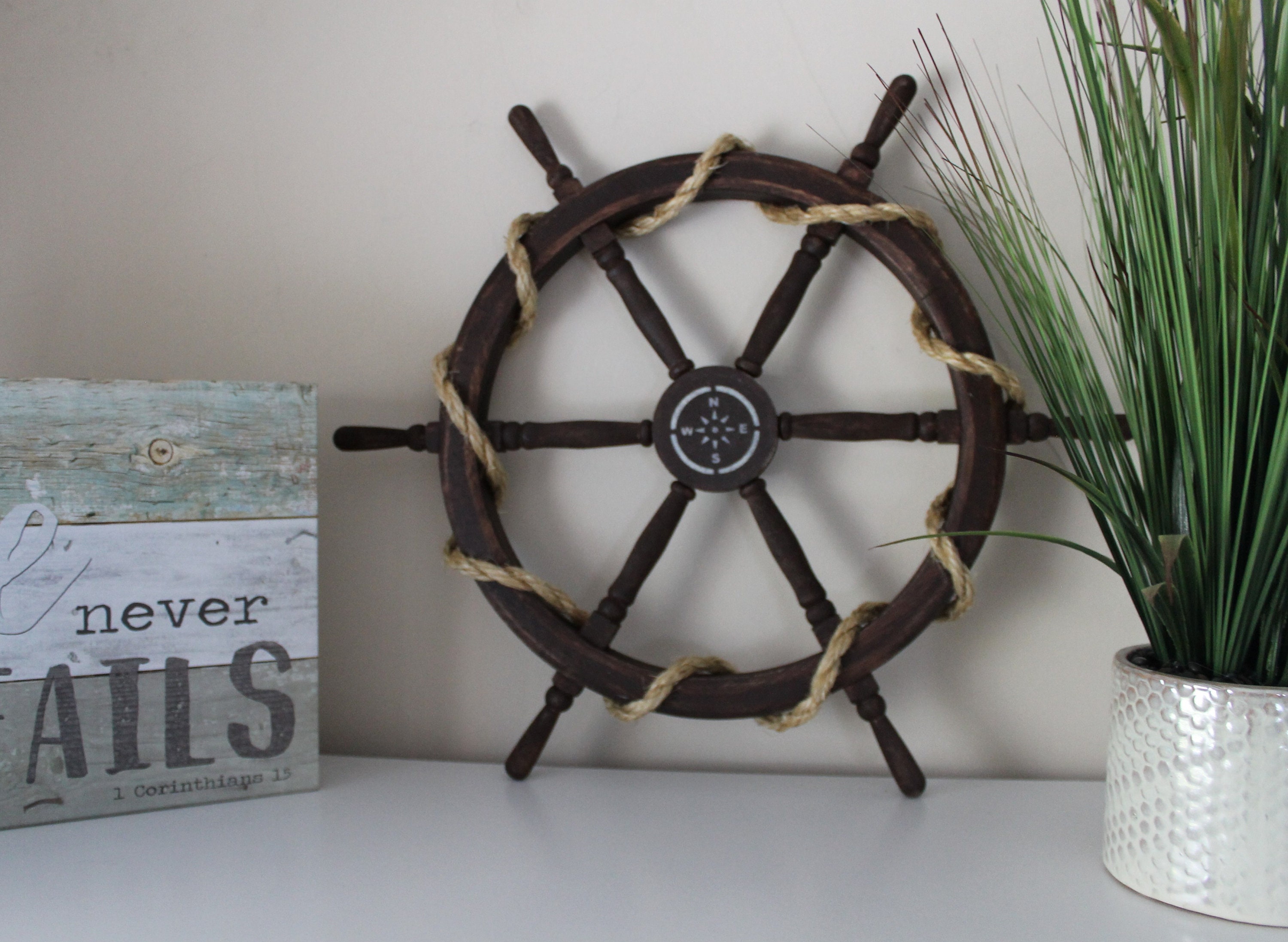 Nautical Wheel With Rope Coastal Decor Wall Decor Hanging - Etsy