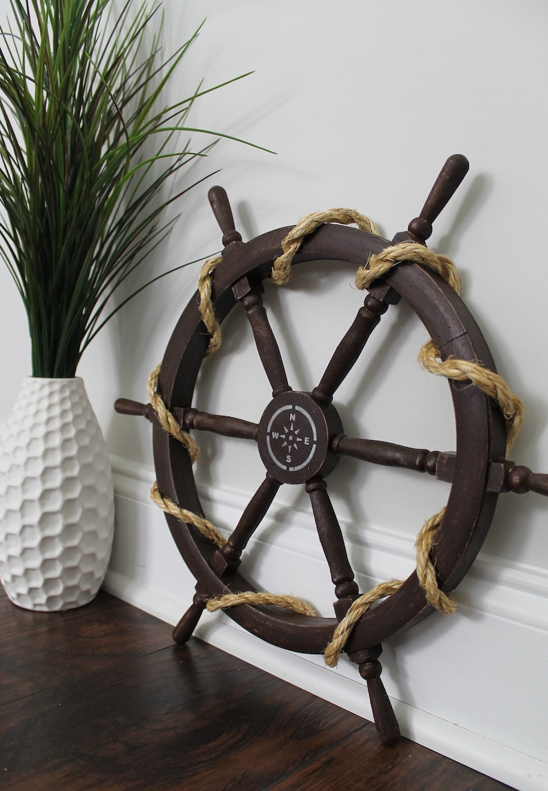 Nautical Wheel With Rope Coastal Decor Wall Decor Hanging - Etsy