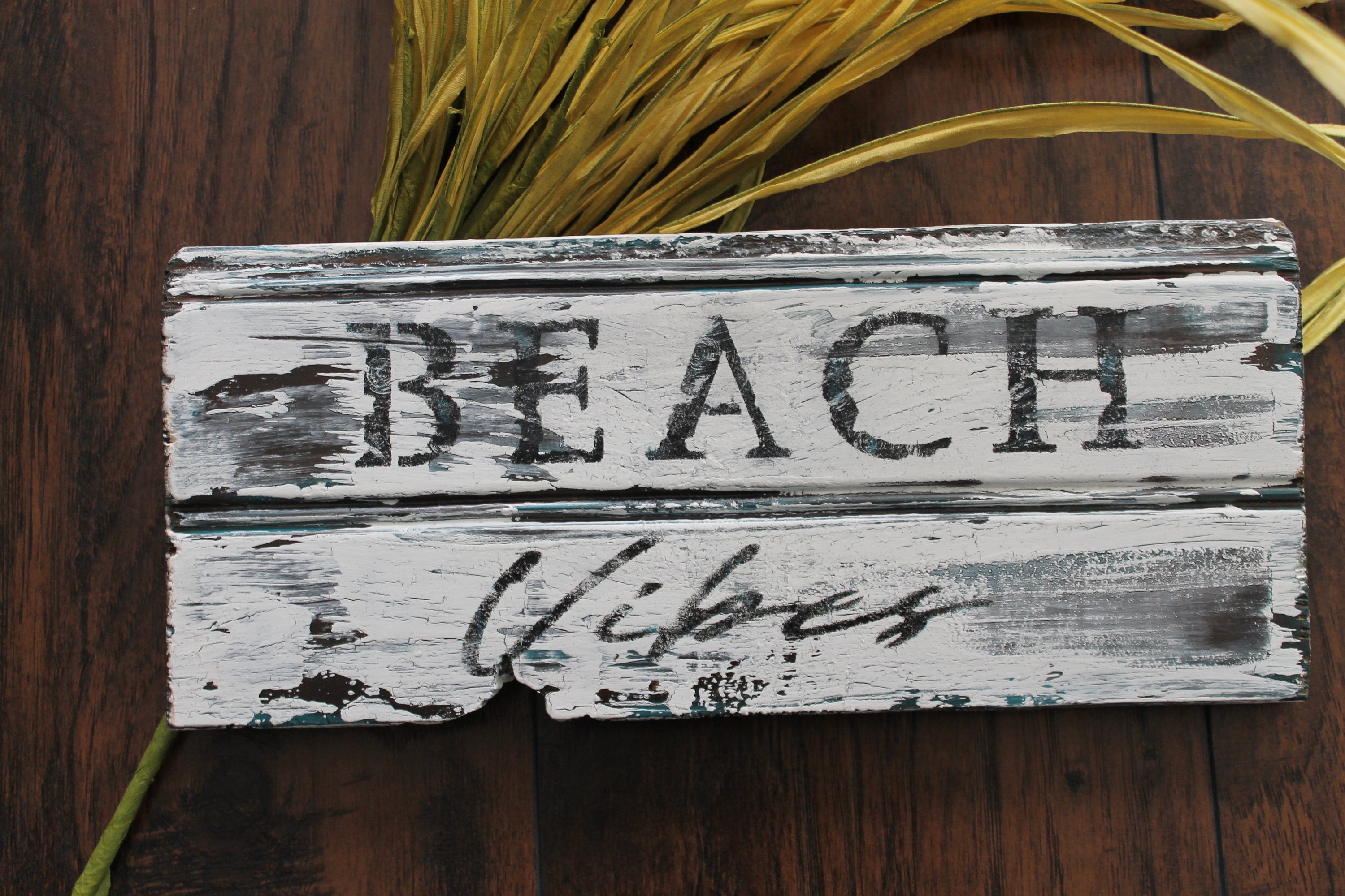 Vintage Beach Vibes Wood Sign, Distressed Signs, Beach Signs, Vintage ...
