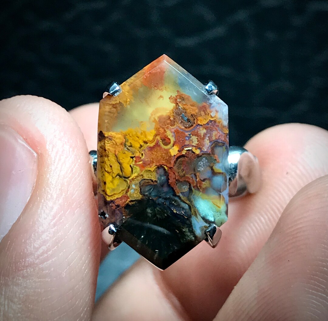 Rings Monel Minimalist Plume Agate, Size Ring 6,5 USA, Cosplay Jewelry ...