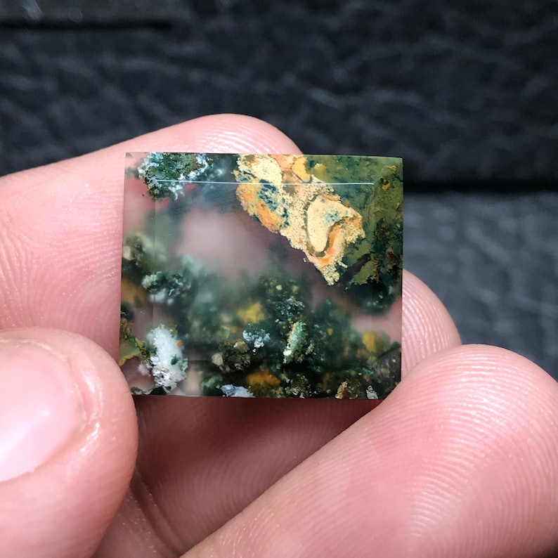Scenic Moss Agate Emerald Cut Java Moss Gemstone for | Etsy