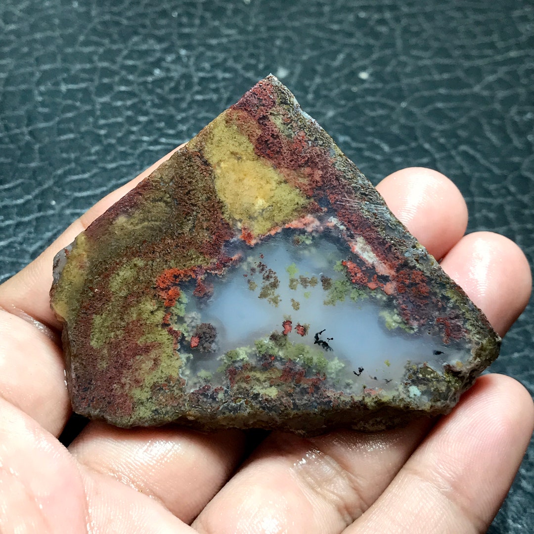 Scenic Moss Agate Unpolished Slabs 58x57x6 Mm, Gemstone for Table ...