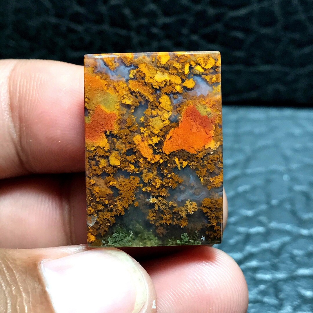 Scenic Moss Agate Cabochon, Java Island Gemstone (20x28x5 Mm) - Etsy
