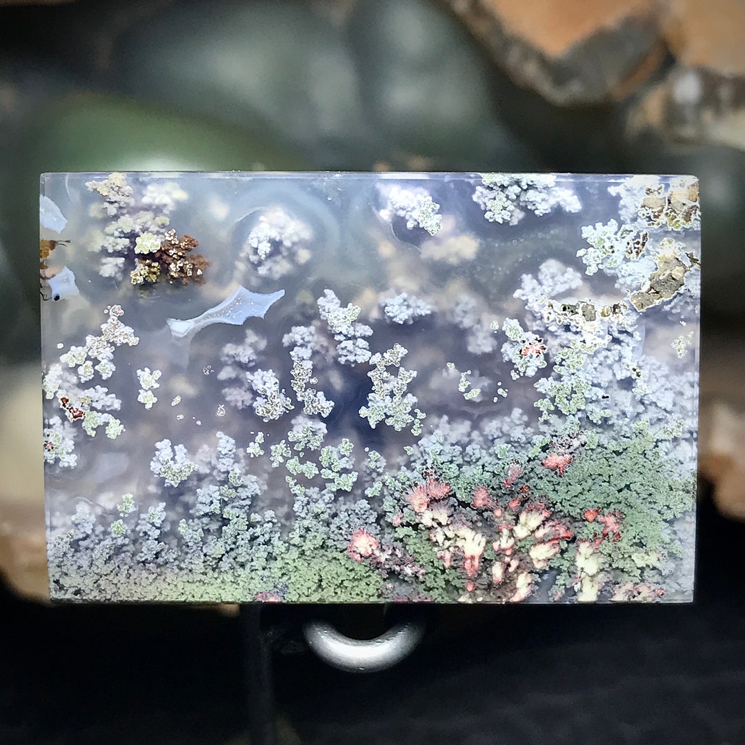 Scenic Moss Agate Cabochon 44x29x6 Mm, Java Moss Agate, Gemstone ...