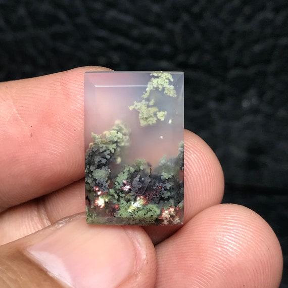 Java Moss Agate Emerald Cut Tiny Moss Agate Sweet Moss Agate | Etsy