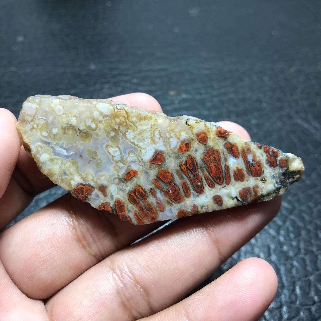 Raw Fire Plume Agate Slab - Unpolished Gemstone Slice 75x30x6 Mm for ...