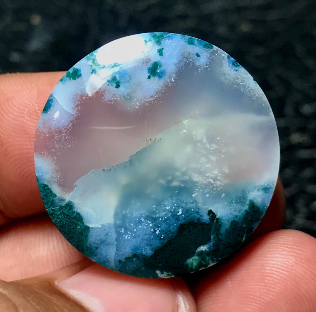 Scenic Moss Agate Cabochon 28x28x6,5 Mm– Natural Gemstone for Jewelry Making - Etsy