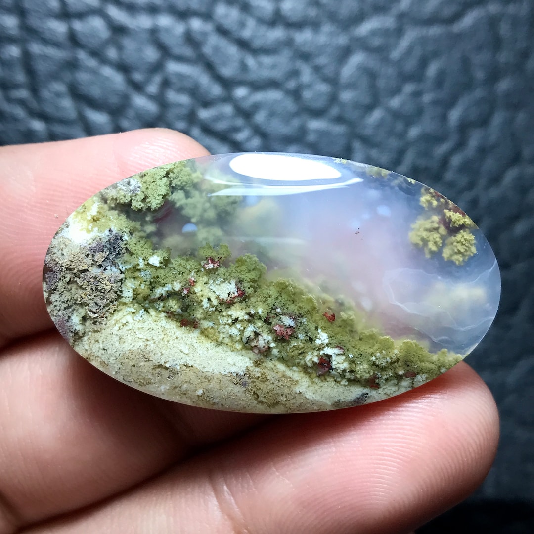 Scenic Moss Agate Cabochon: Natural Gemstone for Pendant or Ring ...