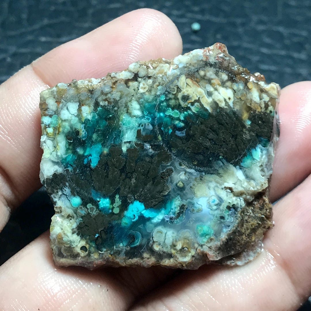 Chrysocolla Plume Unpolished Slabs 45x41x6 Mm for Lapidary & Collectors ...