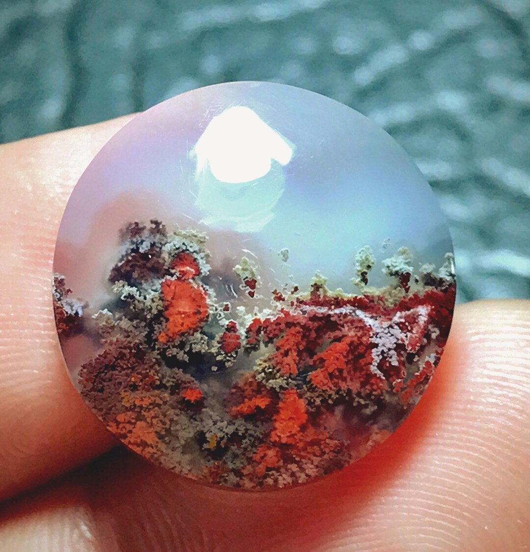Scenic Moss Agate Cabochon, Natural Java Stone (18x18x6 Mm) - Etsy