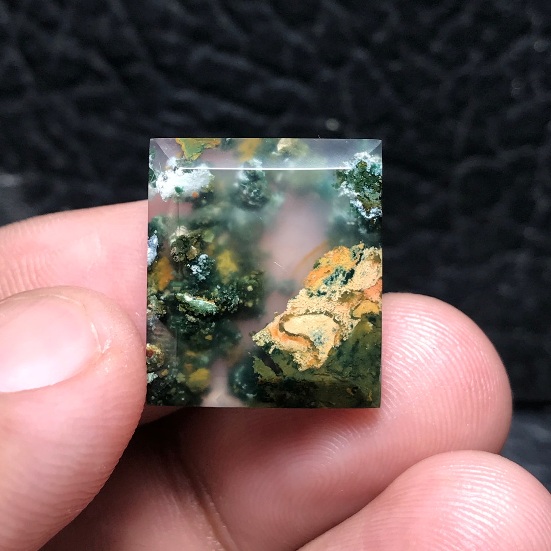 Scenic Moss Agate, Emerald Cut, Java Moss, Gemstone for Necklace, Gifts ...