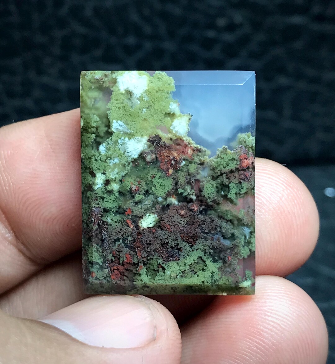 Beautiful Scenic Moss Agate Cabochon 23x30x6 Mm , Java Moss, Rare Stone ...