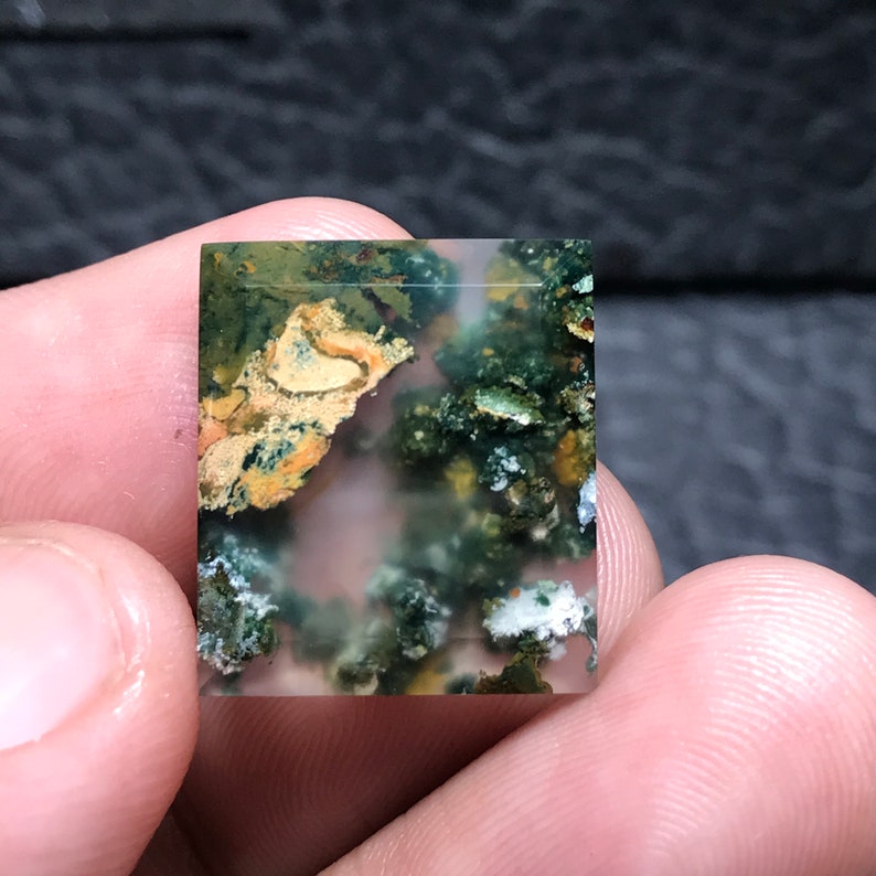 Scenic Moss Agate Emerald Cut Java Moss Gemstone for | Etsy