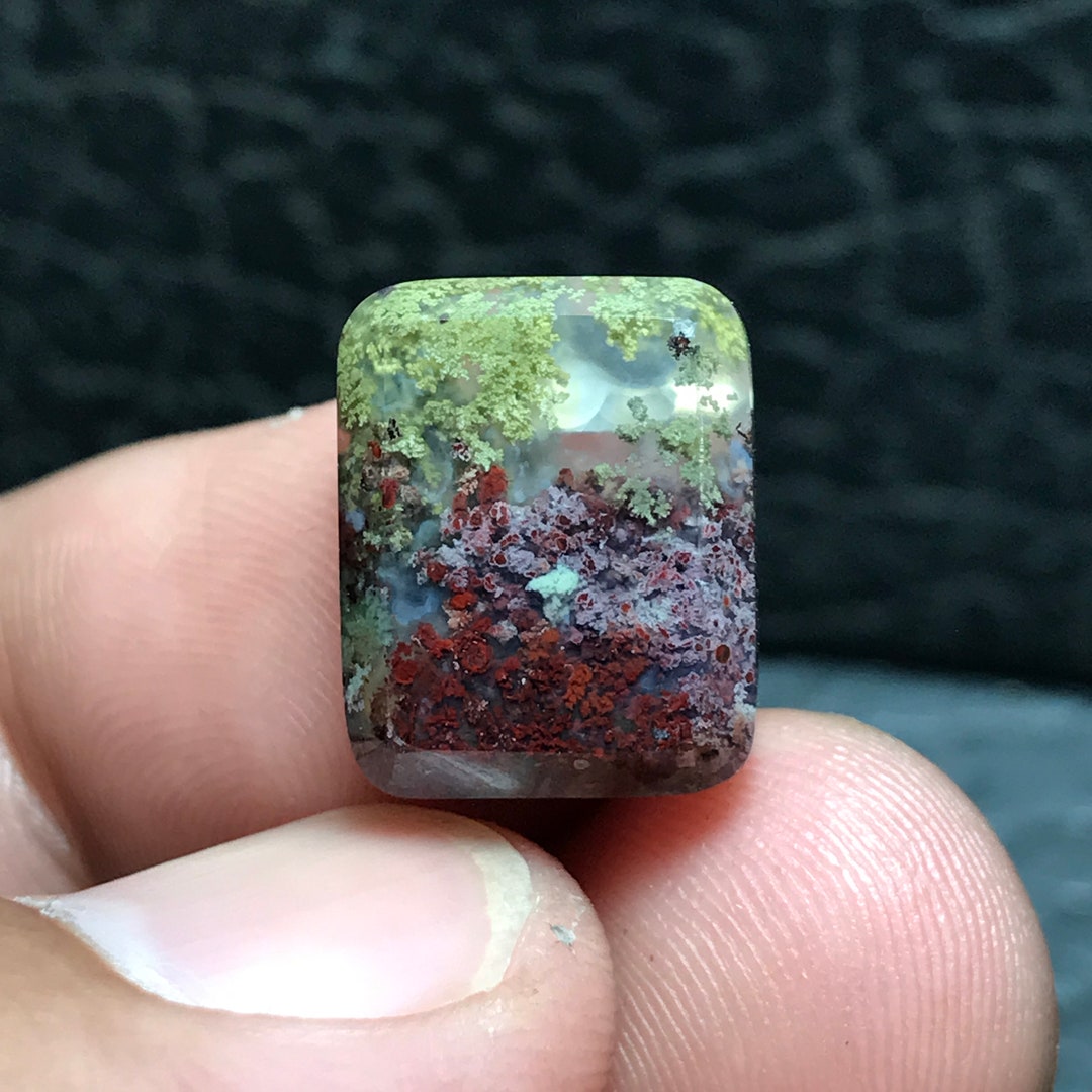 Scenic Moss Agate Cabochon, Java Indonesia Gemstone (12x15x5 Mm) - Etsy