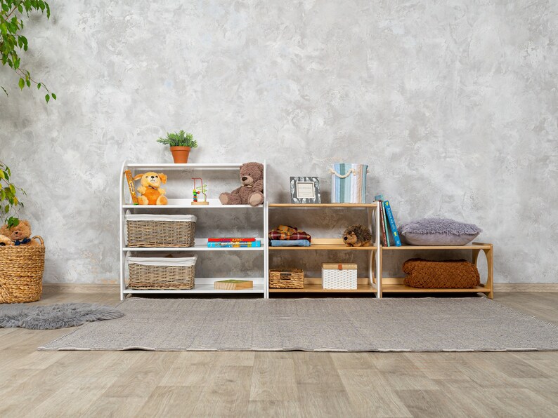 Montessori Open Shelf, Toddler Bookshelf, Nursery Furniture Set, Wooden ...