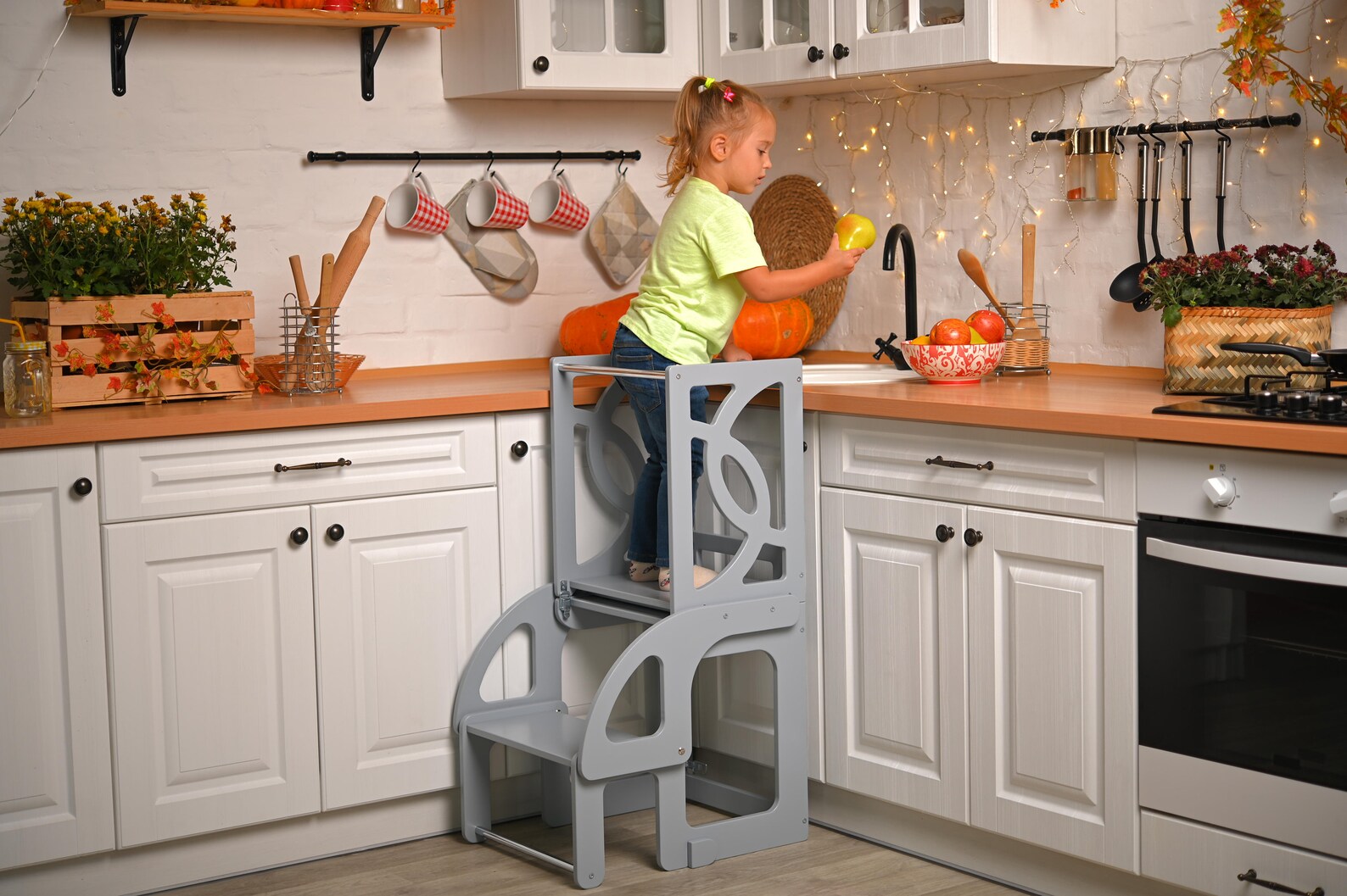 Convertible Toddler Tower & Table WITH BACK and Wooden Kids Slide ...