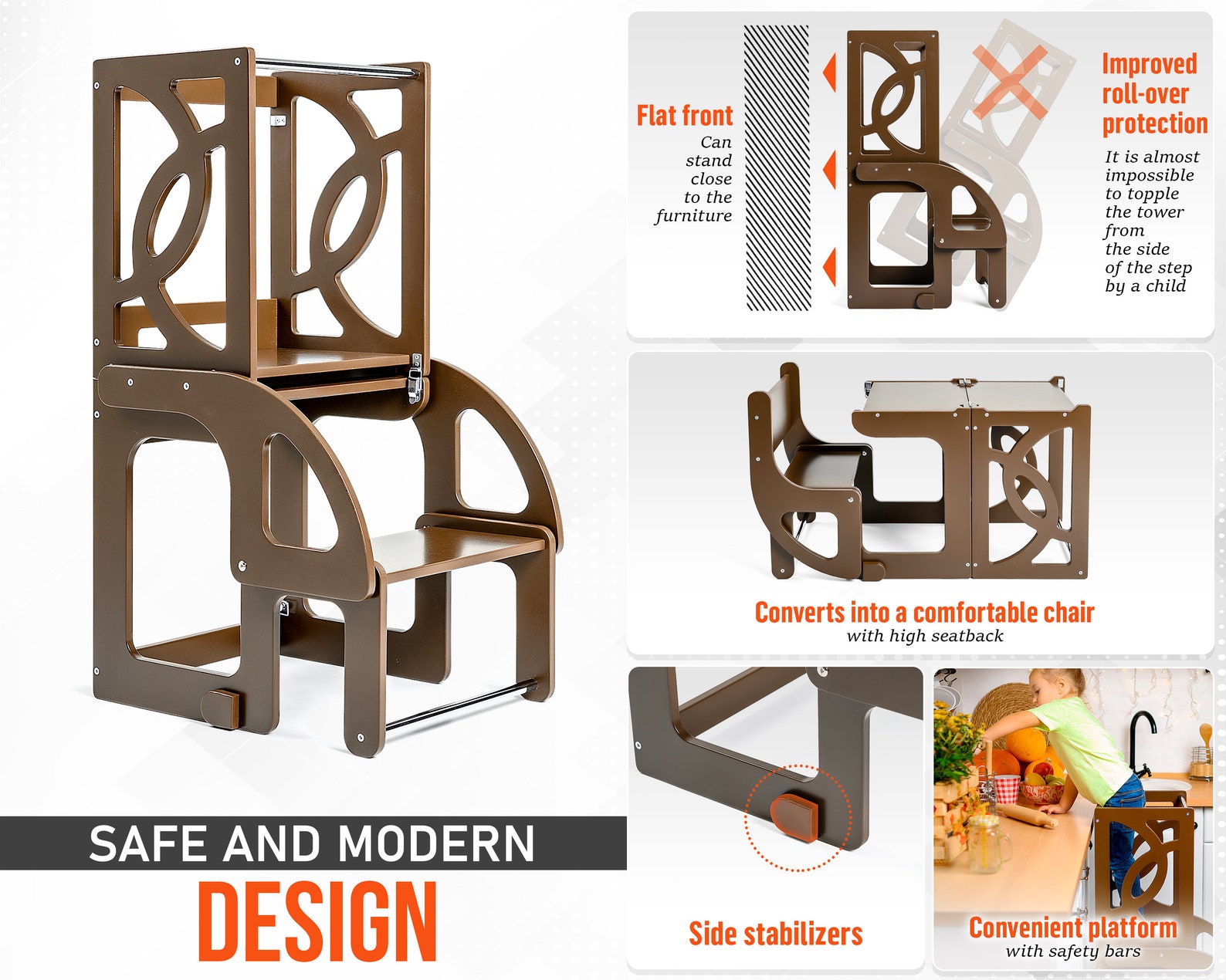 Convertible Learning Toddler Tower Table 2 in 1, Kitchen Stool, Helper ...