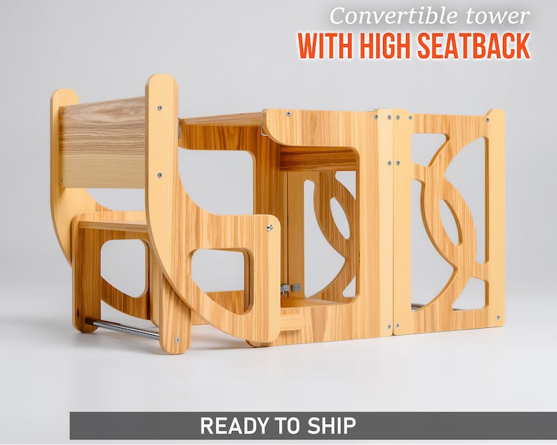 Natural Convertible Toddler Tower & Table WITH BACK Toddler - Etsy