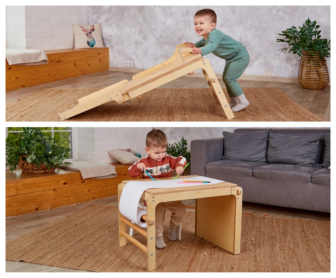 Toddler Table & Indoor Slide 4in1, Toddler Table and Chair Set ...