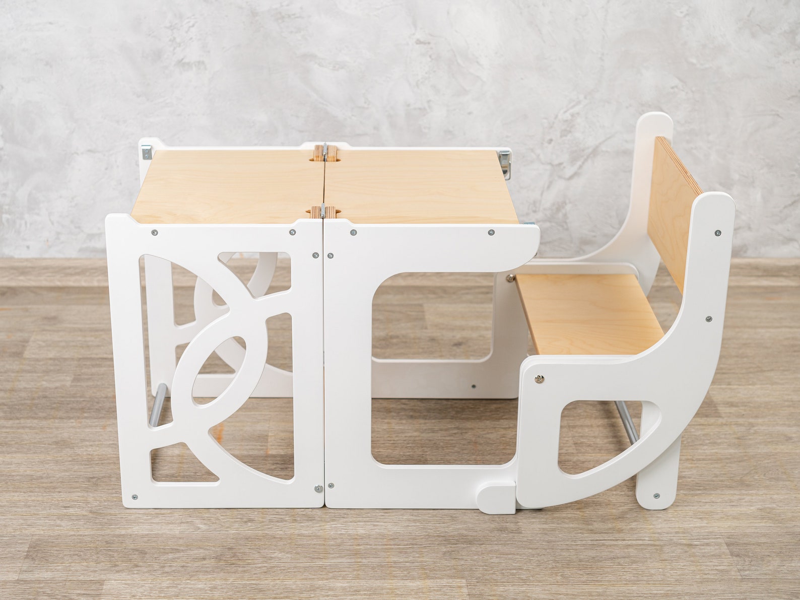 Convertible Toddler Tower & Table WITH BACK and Wooden Kids Slide ...