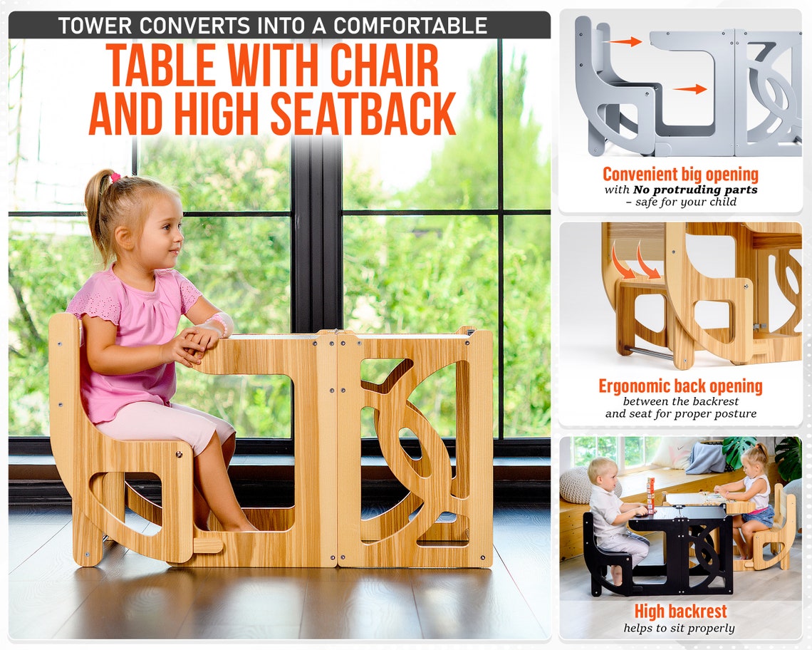 Learning Convertible Tower Table Chair WITH A BACK!, Montessori ...