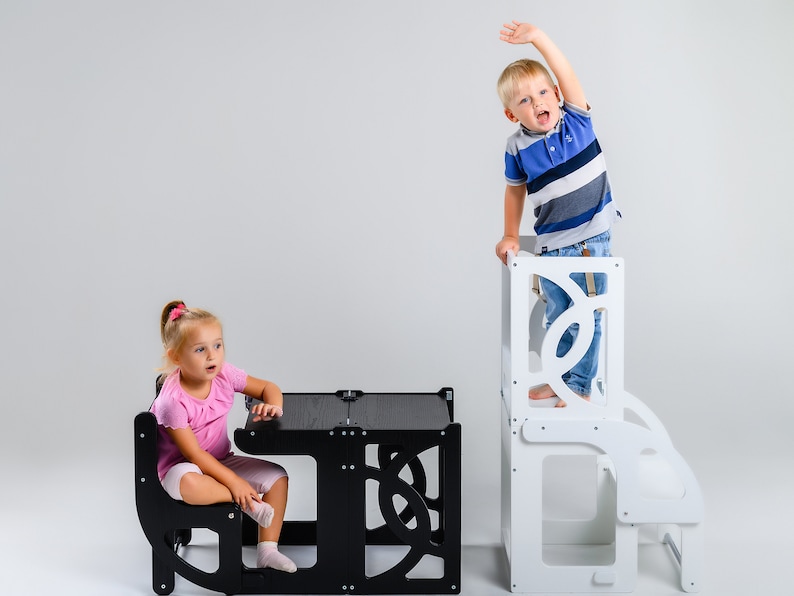 Convertible Learning Toddler Tower & Table WITH BACK wooden - Etsy