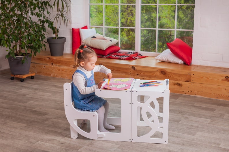 Convertible Learning Toddler Tower Table 2 in 1, Kitchen Stool, Helper ...