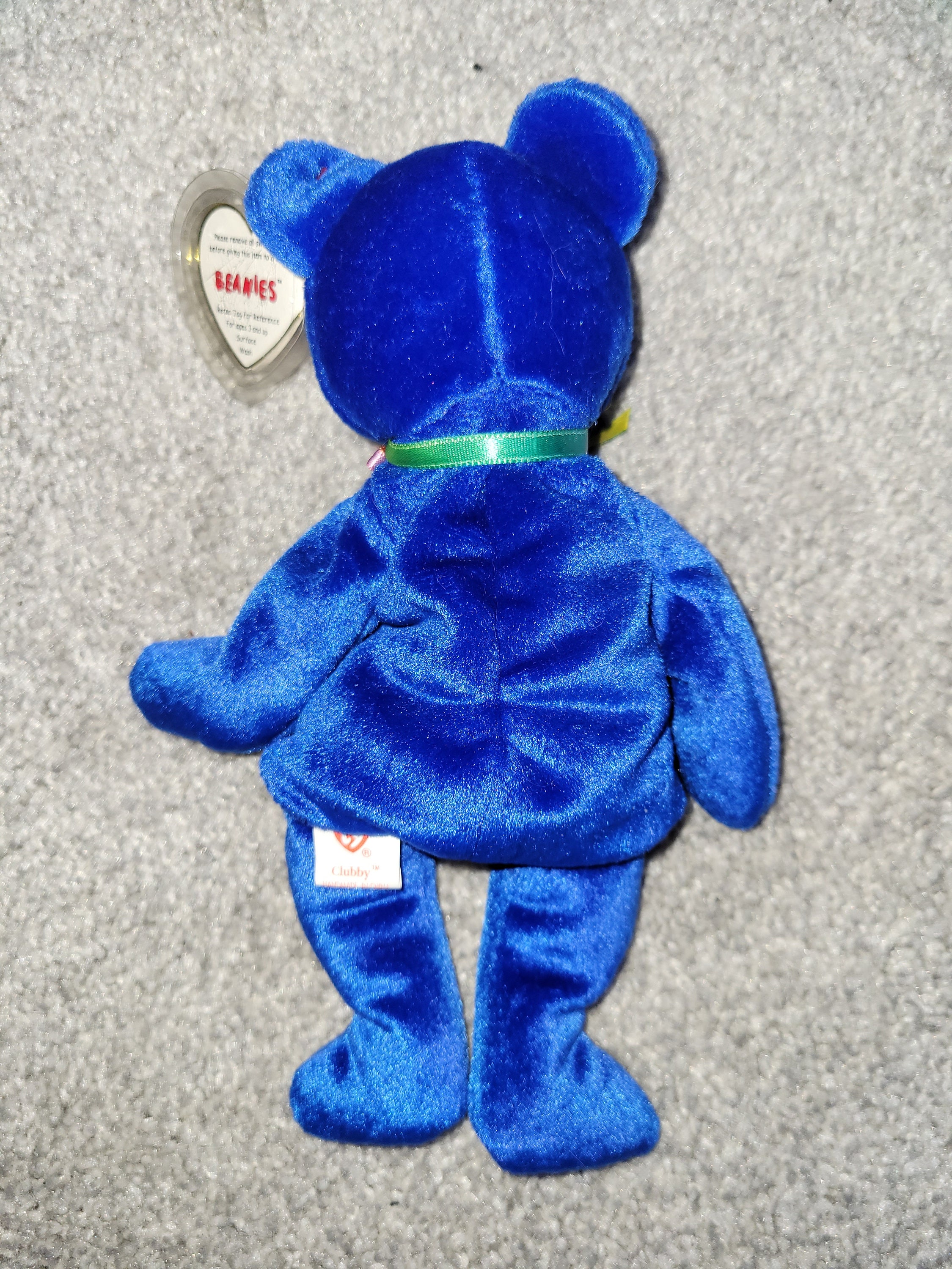 Authentic TY Beanie Baby - Clubby the Bear - Blue Bear, Favorite Color ...