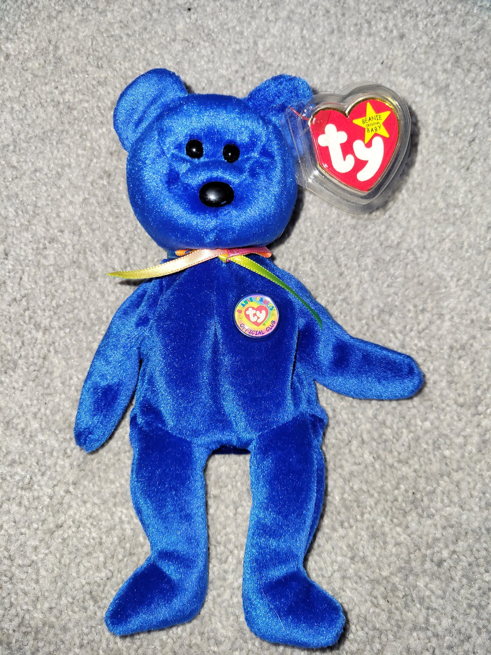 Authentic TY Beanie Baby - Clubby the Bear - Blue Bear, Favorite Color ...