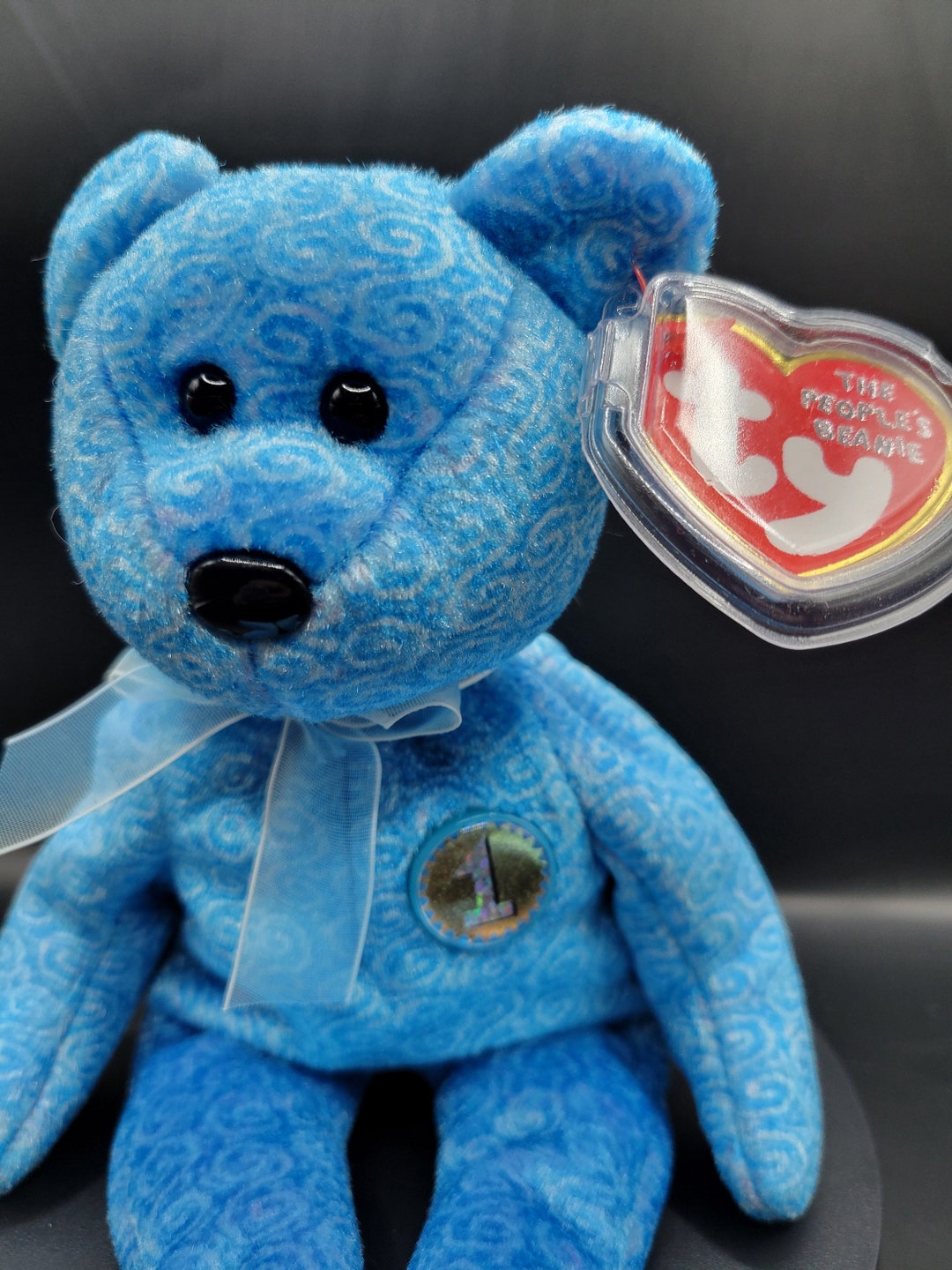 Authentic TY Beanie Baby - Classy the Blue Swirl Bear - Etsy
