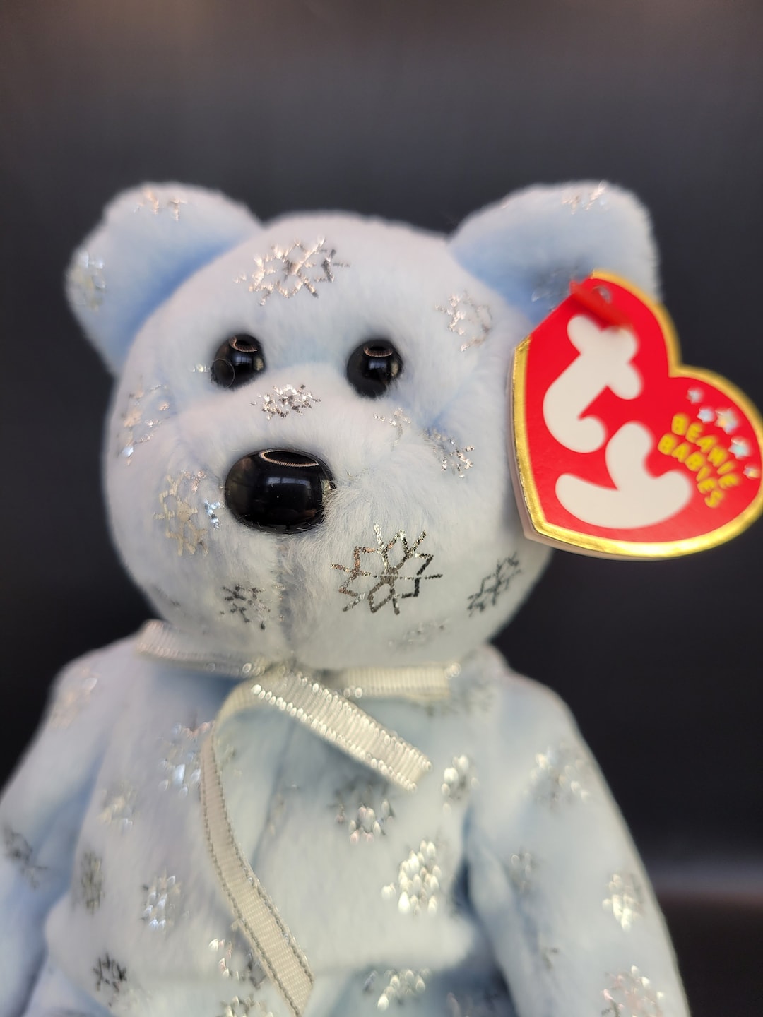 Authentic TY Beanie Baby - Flaky the Bear With Silver Snowflakes - Etsy