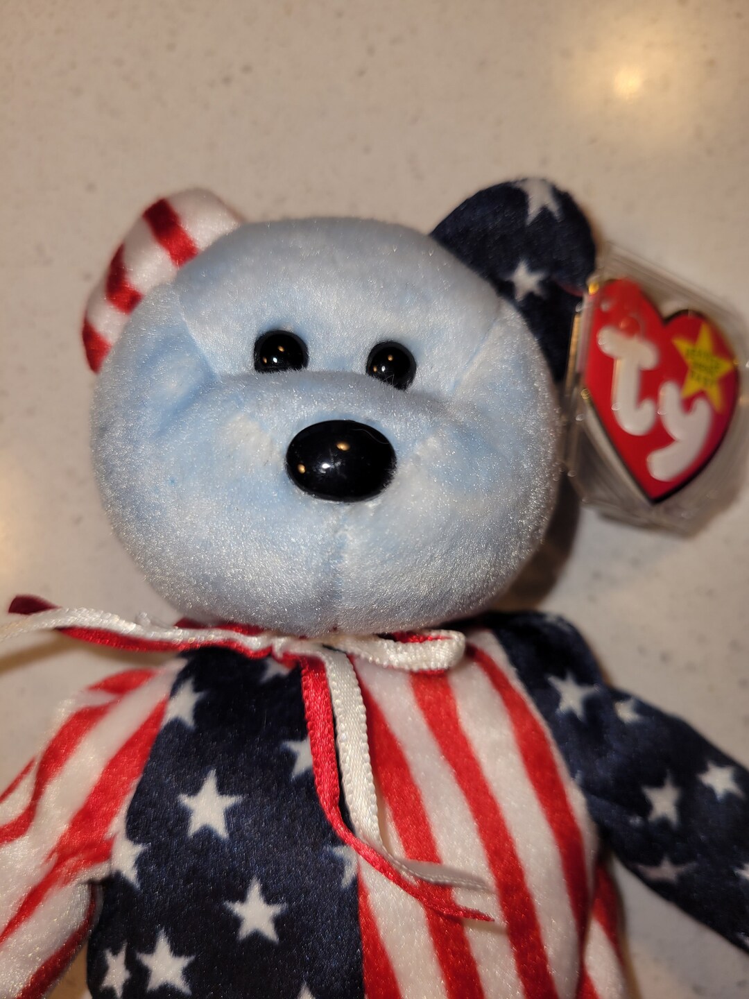 Authentic TY Beanie Baby - Spangle the Bear (blue Face) - America, USA ...