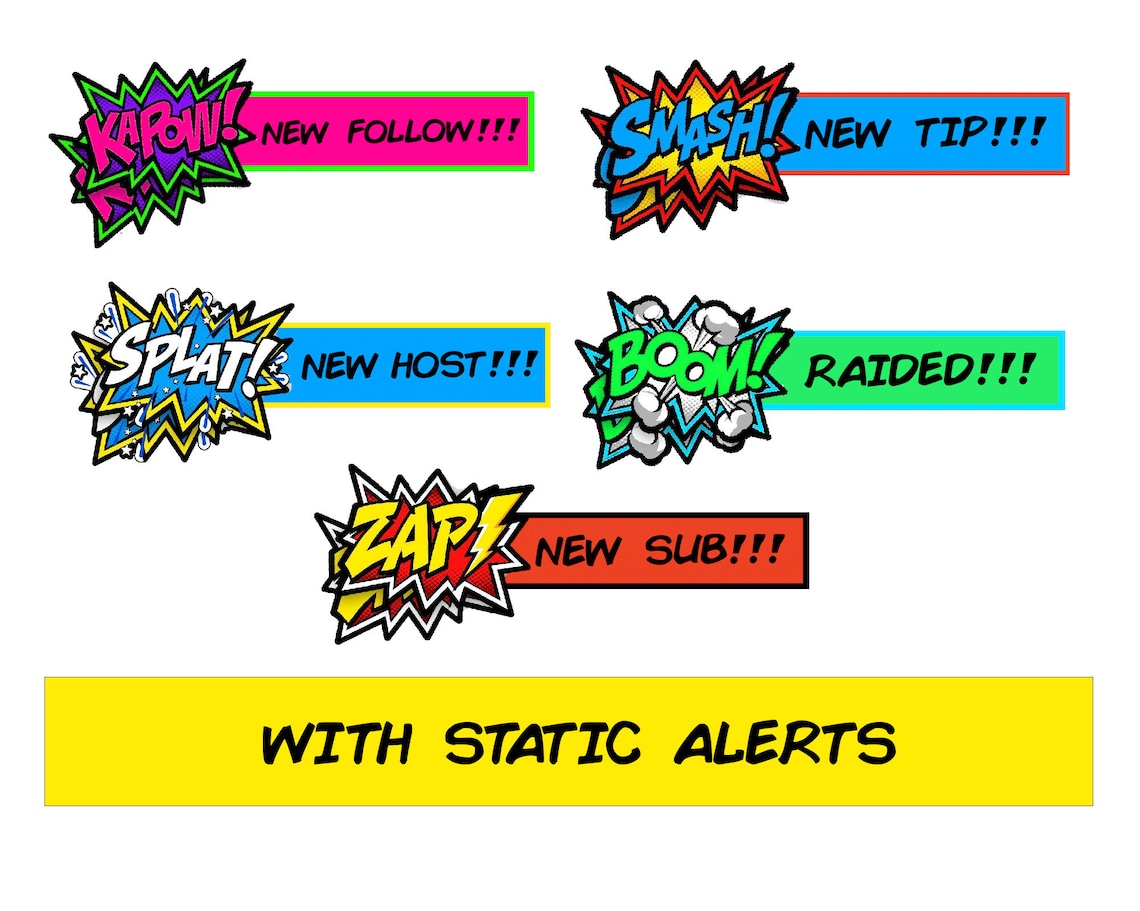 Animated Twitch Overlay - Comic Book Style 1920x1080, With Static ...