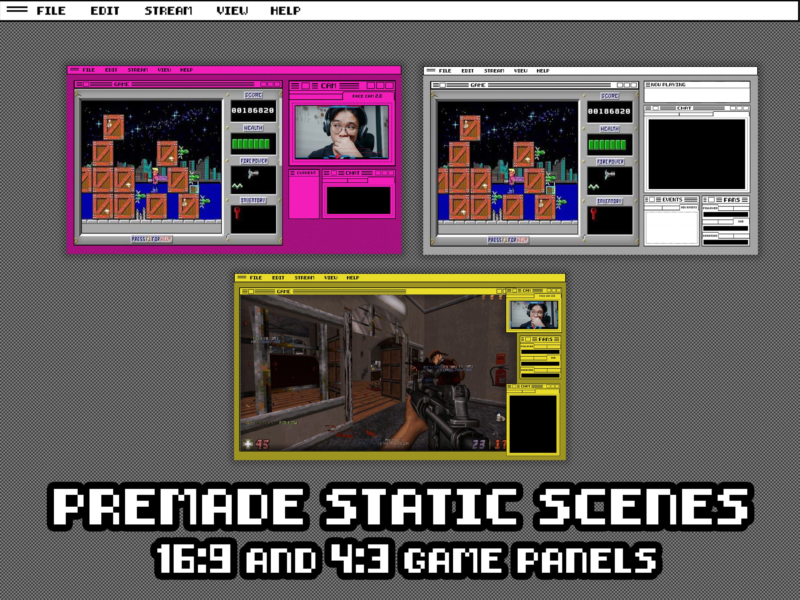 Retro Gamer Vintage PC Style Overlay Pack - Twitch, Youtube, Kick ...
