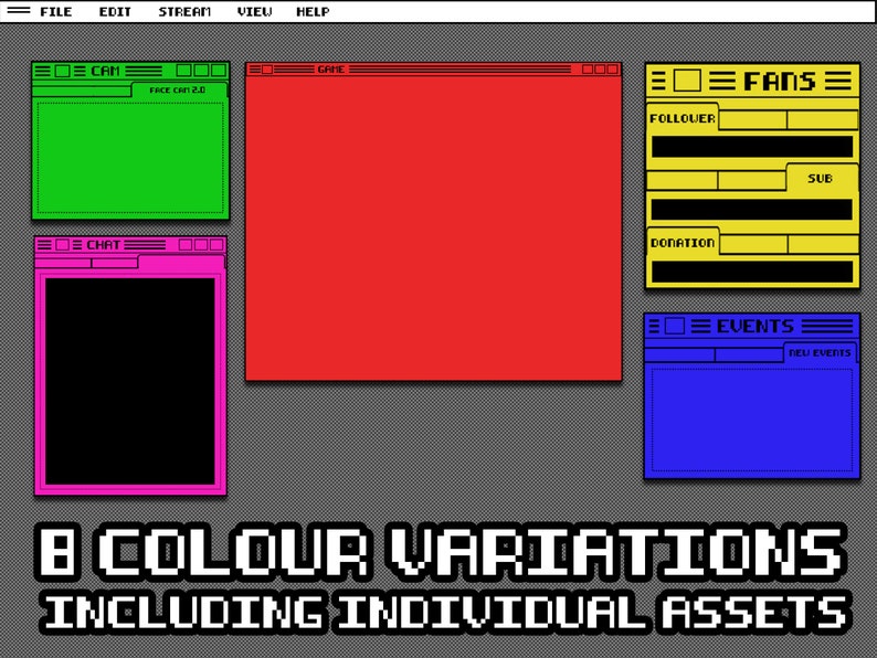 Retro Gamer Vintage PC Style Overlay Pack - Twitch, Youtube, Kick ...