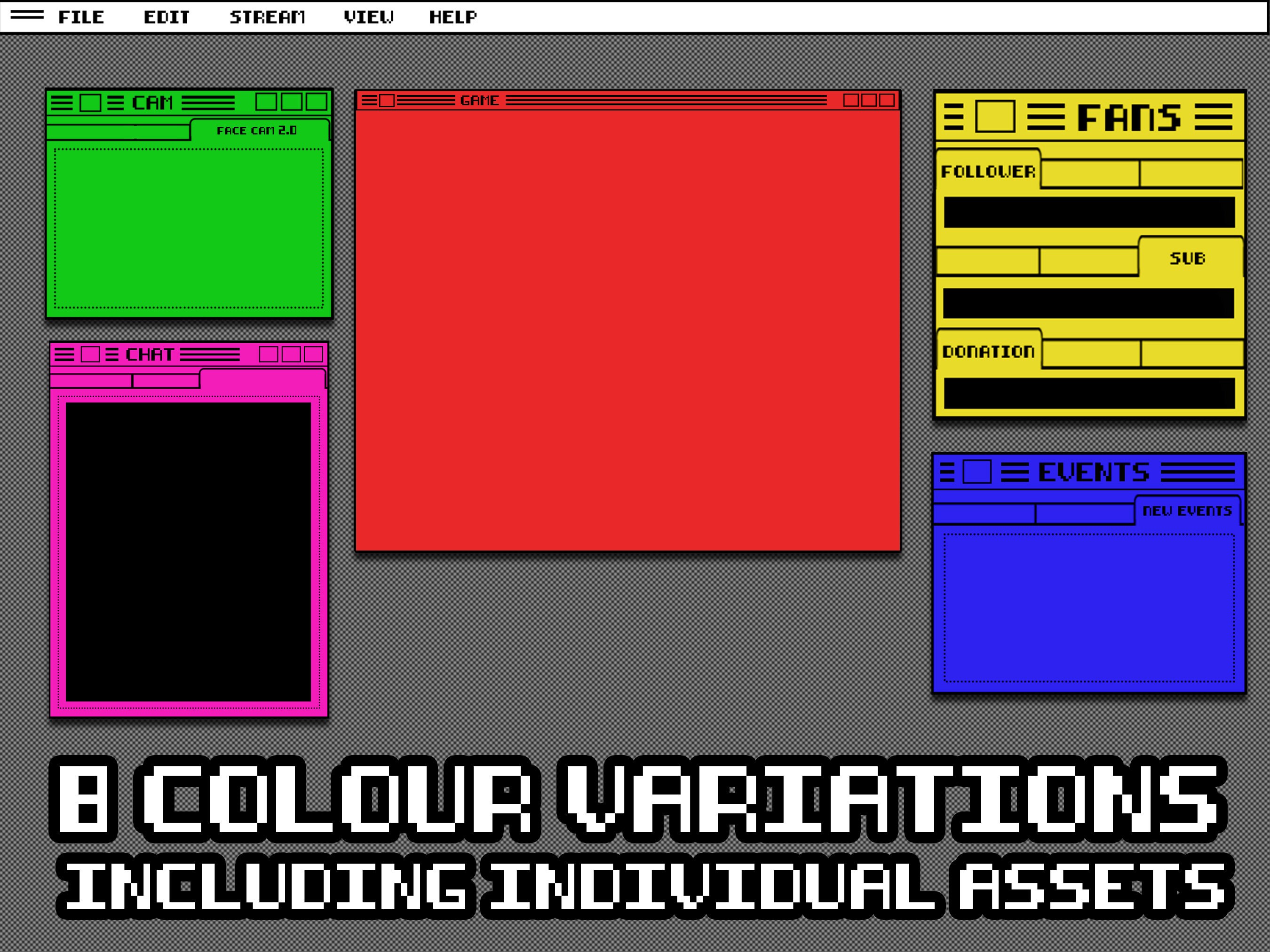 Retro Gamer Vintage PC Style Overlay Pack - Twitch, Youtube, Kick ...