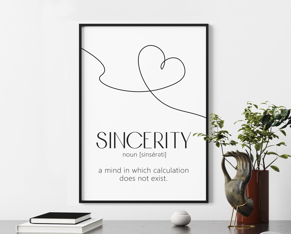 Sincerity Definition Poster Home Definition Print Typo | Etsy