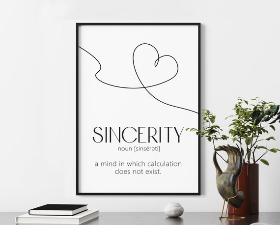 Sincerity Definition Poster Home Definition Print Typo | Etsy
