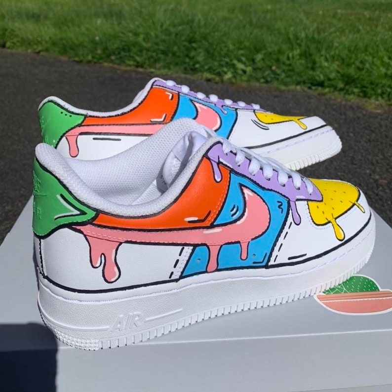 Custom Air Force 1 Trainers Multicolour Drip - Etsy UK