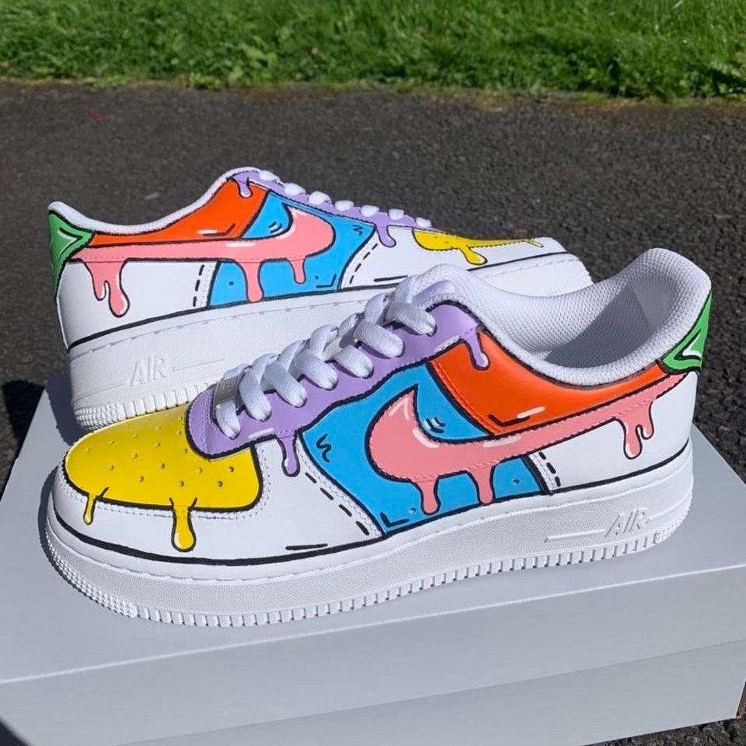Custom Air Force 1 Trainers Multicolour Drip - Etsy UK