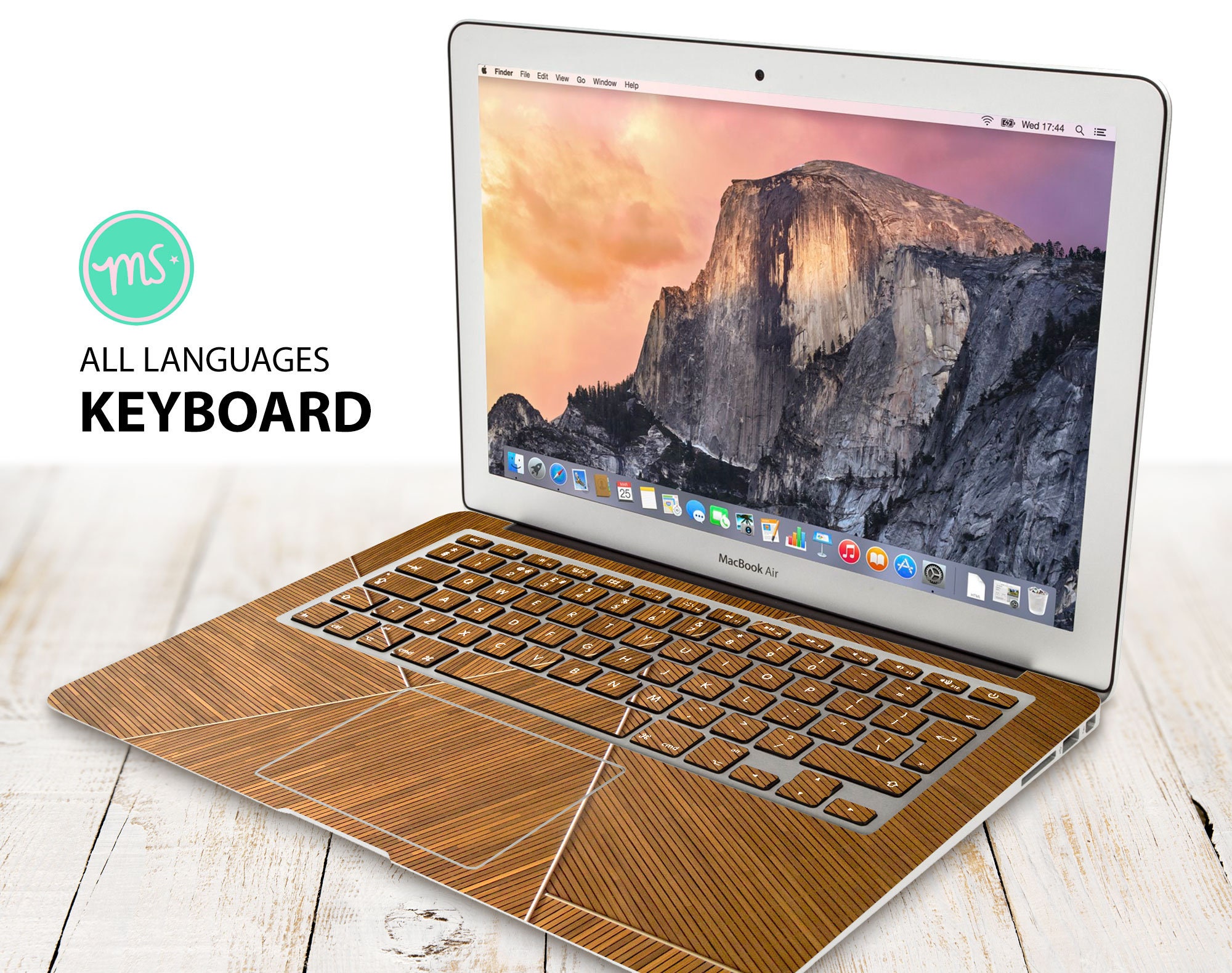 Geometric Pattern Wood Texture Laptop Skin Premium 3M Vinyl Sticker for ...