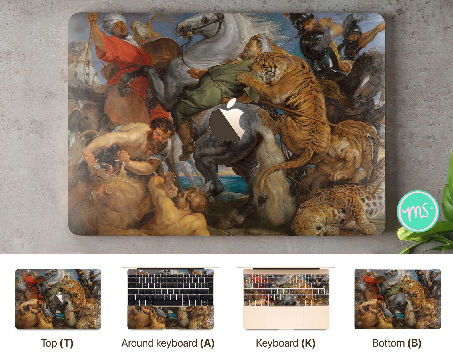 The Tiger Hunt by Peter Paul Rubens , Sticker for MacBook Premium 3M ...