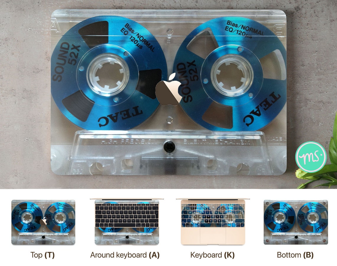 Vintage Transparent Audio Cassette , Skin for MacBook Premium 3M Vinyl ...