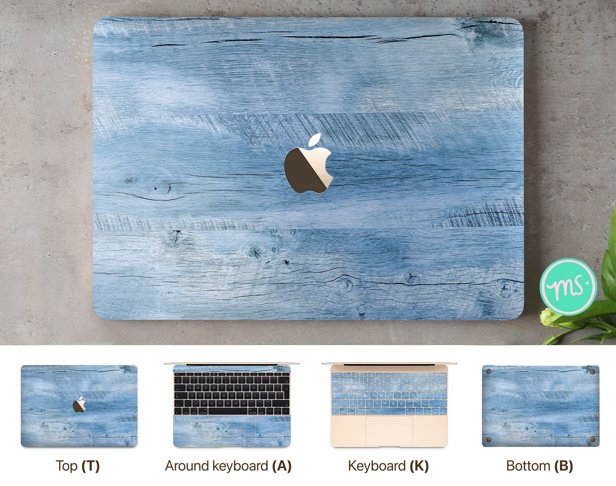 Vintage Blue Wood Texture Laptop Skin Wood Texture Hp Skin | Etsy