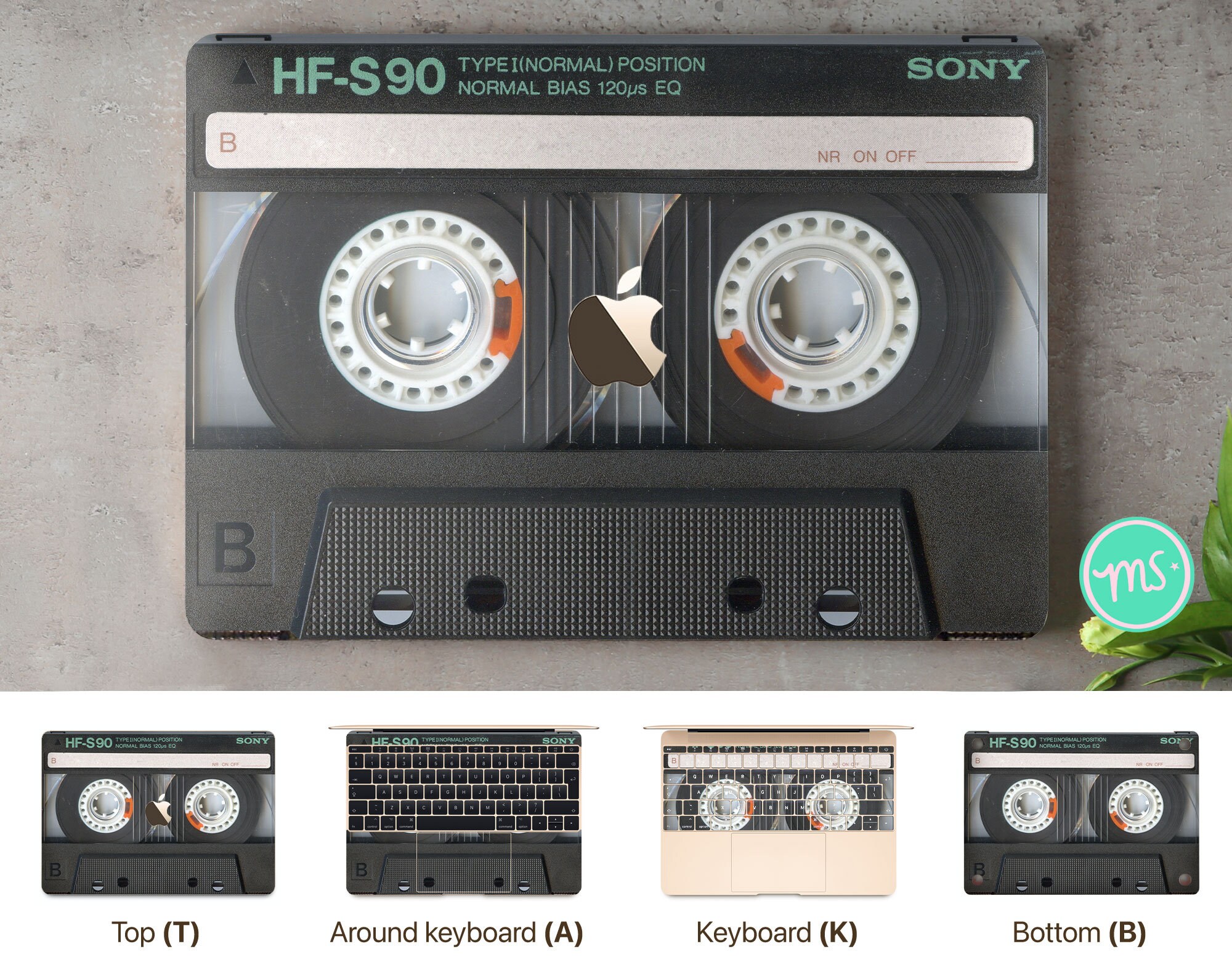 Black Compact Audio Cassette Laptop Skin Premium 3M Vinyl Sticker for ...