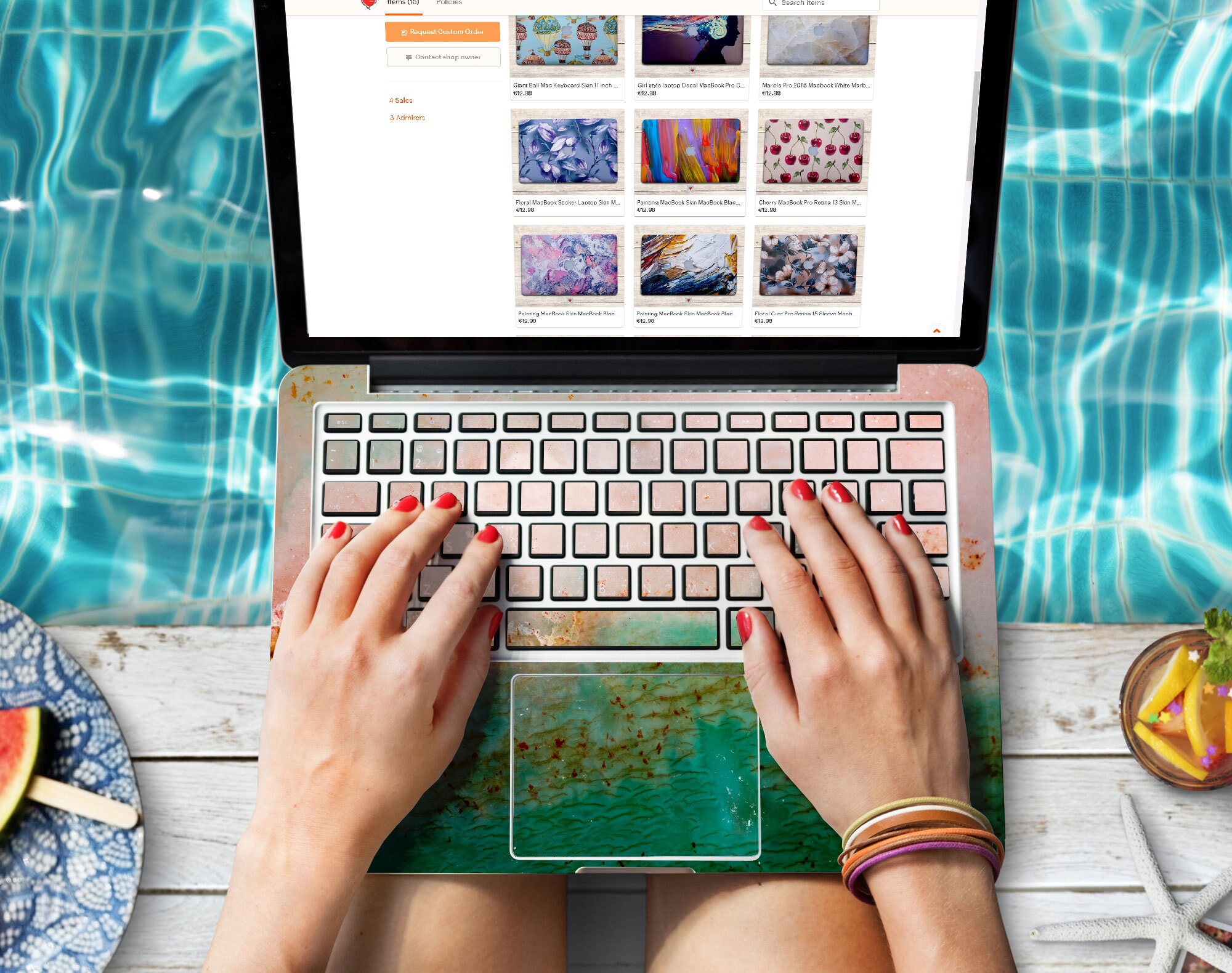 Pink and Green Marble Texture Ipad Magic Keyboard Skin Marble | Etsy